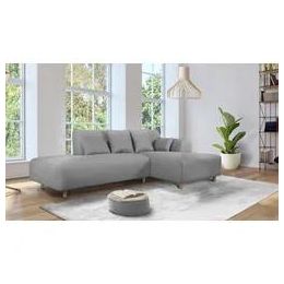 Ecksofa Andas "Svennis L-Form" Sofas Gr. B/H/T: 254 cm x 83 cm x 165 cm, Struktur, Recamiere rechts, grau (hellgrau) incl. Zierkissen, in 2 Bezugsvarianten