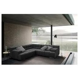 Ecksofa DESIGNWERK "Temple, aufwendige Verarbeitung, tolle Designsprache" Sofas Gr. B/T: 257cm x 257cm, Flachgewebe, gleichschenklig, schwarz (charcoal) mit Sitztiefenverstellung für mehr Sitzkomfort,gleichschenklig