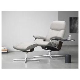 Relaxsessel stressless "Consul" Sessel Gr. Struktur fein JASMINE, Cross Base Braun, Relaxfunktion-Drehfunktion-PlusTMSystem-Gleitsystem-BalanceAdaptTM, B/H/T: 82cm x 102cm x 72cm, grau (light grey jasmine) mit Hocker, Cross Base, Größe S, M & L, Holzakzent Braun