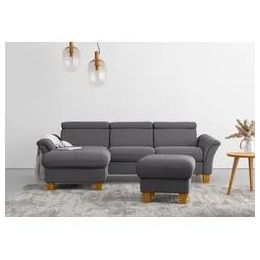 Ecksofa Home Affaire "Lindgren L-Form" Sofas Gr. B/H/T: 258cm x 84cm x 169cm, Chenille, Recamiere links, ohne Bettfunktion mit einklappbaren Rollen-ohne Bettkasten-ohne Relaxfunktion motorisch im Recamiere-ohne Kopfteilverstellung-mit Federkern, braun (espresso) wahlweise mit Bett klappbaren Rollen, Kasten und Kopfverstellung