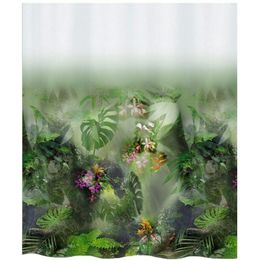 Jungle Collection, Textil Duschvorhang 180 x 200, 100% Polyester, Grün - Spirella