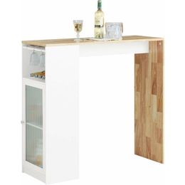 FWT99-WN Bartisch Esstisch Balkontisch Küchentisch Bistrotisch Stehtisch Bartresen Balkontisch Beistelltisch Weiß-Natur bht ca. 108x105x40cm - sobuy