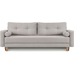 Eriso Schlafsofa 3-Personen mit ausziehbare Liegfläche 196x150 cm, Grau - Konsimo