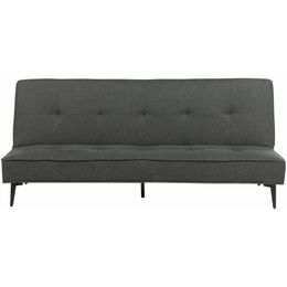 Beliani 3-Sitzer Sofa Dunkelgrau Stoffbezug Gesteppt Schlaffunktion Schwarze Schlanke Metallfüße Ohne Armlehnen Modern Skandi Wohnzimmer Schlafsofa