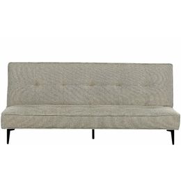 Beliani 3-Sitzer Sofa Hellgrün Stoffbezug Gesteppt mit Schlaffunktion Schwarze Schlanke Metallfüße Ohne Armlehnen Modern Skandi Wohnzimmer Schlafsofa