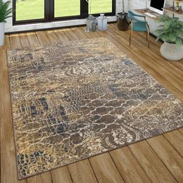 Paco Home - Teppich Wohnzimmer Vintage Design Kurzflor Mit Abstraktem Muster, Modern Braun Blau 60x100 cm