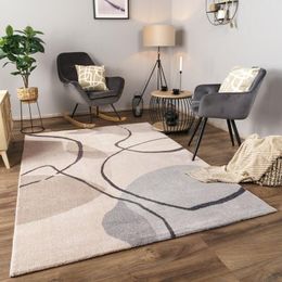 Paco Home - Teppich Wohnzimmer Kurzflor Abstraktes Muster Geometrisch Bogen 80x150 cm, Creme 2