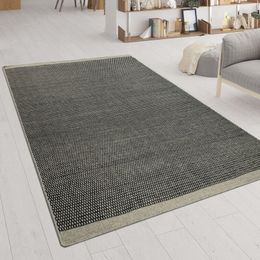 Paco Home - Handgewebter Teppich Flachgewebe Skandinavischer Look Meliert Webmuster In Grau 80x150 cm