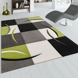 Paco Home - Designer Teppich mit Konturenschnitt Karo Muster Grün Schwarz 240x330 cm