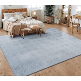 Paco Home - Teppich Wohnzimmer Schlafzimmer Kurzflor Skandinavisches Boho Muster Geometrisch 80x150 cm, Grau