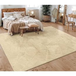 Paco Home - Teppich Wohnzimmer Schlafzimmer Kurzflor Skandinavisches Boho Muster Geometrisch 120x160 cm, Beige 5