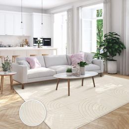 Paco Home - Teppich Wohnzimmer Schlafzimmer Kurzflor Skandinavisches Muster Boho Uni Creme 80x150 cm