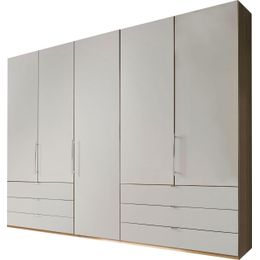 Falttürenschrank Wiemann "Loft, in stilvoller Optik, Made Germany" Schränke Gr. B/H/T: 250 cm x 216 cm x 58 cm, 5 St., beige (bianco, eiche, nachbildung, champagner glas) Drehtürenschränke widerstandsfähige Glasfronten, geräuscharme Türen, mit Panoramaöffnung