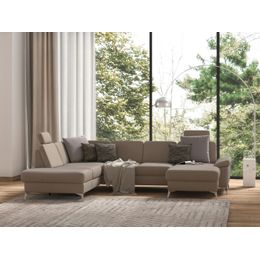 Sit & More Wohnlandschaft SIT & MORE "Padua U-Form", beige, B:340cm H:89cm T:228cm, Sofas, Wohnlandschaft, inklusive Sitztiefenverstellung, Armteilfunktion und Federkern