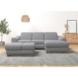 Ecksofa Home Affaire "Dundee L-Form", grau (steel), B:264cm H:86cm T:170cm, Flachgewebe (100% Polyester), Sofas, Ecksofa, wahlweise mit Kopfteilverstellung und zus&auml;tzlich mit Bettfunktion