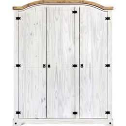 Kleiderschrank Home Affaire Schränke Gr. B/H/T: 150 cm x 188 cm x 56 cm, 3 Türen, 3 St., weiß (weiß, honig) Kleiderschränke Ziergriffe und Scharniere aus Metall