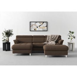 Sit & More Ecksofa SIT & MORE "Marano L-Form", braun, B:257cm T:166cm, 100% Polyester, Sofas, Ecksofa, inklusive Kopfteilverstellung, wahlweise mit Bettfunktion, Bettkasten