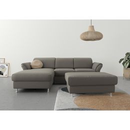 Sit & More Ecksofa SIT & MORE "Apulia L-Form", braun (schlamm), B:250cm H:78cm T:185cm, Webstoff (100% Polyester);Struktur weich (90% Polyester, 10% Polyamid);Luxus-Microfaser Euphoria (100% Polyester);Samtoptik (100% Polyester), Sofas, Ecksofa, wahlweise Bettfunktion, Bettkasten und Kopf- und Armteilverstellung