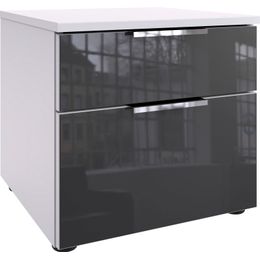 Nachtkommode wimex "Level36 C by fresh to go" Sideboards Gr. B/H/T: 41 cm x 39 cm x 41 cm, 2 St., weiß (weiß, glas grey) Nachttisch mit Glaselementen auf der Front, soft-close Funktion