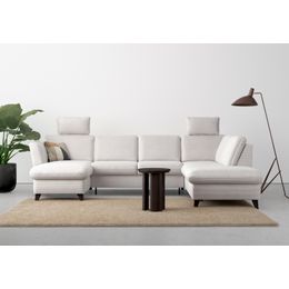 Wohnlandschaft Home Affaire "Trelleborg U-Form", silber, B:307cm H:86cm T:213cm, 95% Polyester, 5% Polyamid, Sofas, Wohnlandschaft, wahlweise mit Bettfunktion und Bettkasten, inkl. Federkern-Polsterung