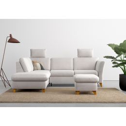 Ecksofa Home Affaire "Trelleborg L-Form", silber, B:252cm H:86cm T:213cm, 95% Polyester, 5% Polyamid, Sofas, Ecksofa, wahlweise mit Bettfunktion und Bettkasten, inkl. Federkern-Polsterung