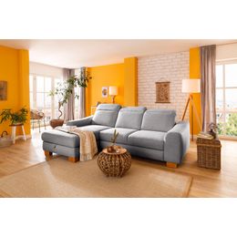 Ecksofa Home Affaire "Dundee L-Form", grau, B:264cm H:86cm T:170cm, Luxus-Microfaser Florence (100% Polyester);Struktur fein (100% Polyester);Luxus-Microfaser Lederoptik (100% Polyester), Sofas, Ecksofa, wahlweise mit Kopfteilverstellung und zus&auml;tzlich mit Bettfunktion