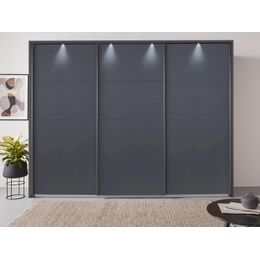 Schwebetürenschrank Rauch "Oteli" Schränke Gr. B/H/T: 278 cm x 233 cm x 68 cm, mit LED-Beleuchtung, 3 St., grau (graumetallic) Schwebetürenschränke und Schiebetürenschränke inkl. Passepartout optional mit Beleuchtung