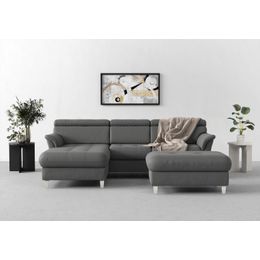 Sit & More Ecksofa SIT & MORE "Marano L-Form", grau (steel), B:257cm T:166cm, 100% Polyester, Sofas, Ecksofa, inklusive Kopfteilverstellung, wahlweise mit Bettfunktion, Bettkasten