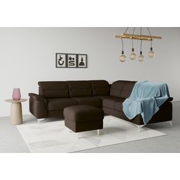 Sit & More Ecksofa SIT & MORE "Sinatra L-Form", braun (dunkelbraun), B:251cm H:85cm T:231cm, 100% Polyester, Sofas, Ecksofa, optional mit Kopfteilverstellung und Armteilfunktion