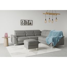 Sit & More Ecksofa SIT & MORE "Sinatra L-Form", grau (steel), B:251cm H:85cm T:231cm, 100% Polyester, Sofas, Ecksofa, optional mit Kopfteilverstellung und Armteilfunktion