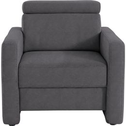 Sit & More Sessel SIT & MORE "Bologna", grau (anthrazit), B:87cm H:84cm T:93cm, Sessel, Sessel, mit Federkern, inklusive Kopfteilverstellung