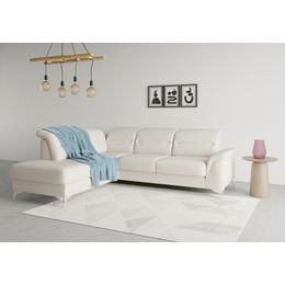 Sit & More Ecksofa SIT & MORE "Sinatra L-Form", beige (creme), B:251cm H:85cm T:220cm, 100% Polyester, Sofas, Ecksofa, mit Ottomane, optional mit Kopfteilverstellung und Armteilfunktion