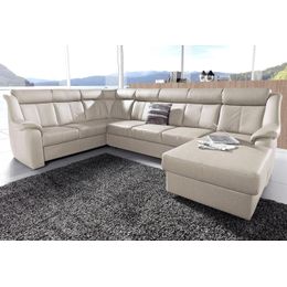 Sit & More Wohnlandschaft SIT & MORE "Basel U-Form", beige (natur), B:315cm H:98cm T:210cm, Luxus-Microfaser Altara Nubuck (100% Polyester);Kunstleder SOFTLUX;NaturLEDER (echtes Rindsleder), Sofas, wahlweise mit Relaxfunktion
