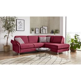 Sit & More Ecksofa SIT & MORE "Clio L-Form", rot (bordeaux), B:254cm H:89cm T:190cm, Sofas, Ecksofa, wahlweise mit Bettfunktion und Bettkasten, inklusive Federkern