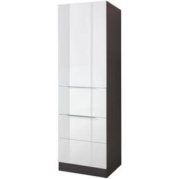 Seitenschrank KOCHSTATION "KS-Brindisi" Schränke Gr. B/H/T: 60 cm x 200 cm x 60 cm, 1 St., weiß (weiß hochglanz, grafit) 60 cm breit, 200 hoch, viel Stauraum