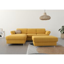 Sit & More Ecksofa SIT & MORE "Apulia L-Form", gelb (mustard), B:250cm H:78cm T:185cm, Webstoff (100% Polyester);Struktur weich (90% Polyester, 10% Polyamid);Luxus-Microfaser Euphoria (100% Polyester);Samtoptik (100% Polyester), Sofas, Ecksofa, wahlweise Bettfunktion, Bettkasten und Kopf- und Armteilverstellung