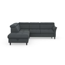 Sit & More Ecksofa SIT & MORE "Marano L-Form", grau (dunkelgrau), B:252cm T:216cm, 100% Polyester, Sofas, Ecksofa, inklusive Kopfteilverstellung, wahlweise mit Bettfunktion, Bettkasten