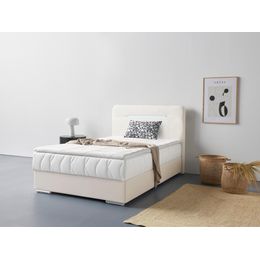 Boxbett COTTA "Lighstar", beige, B:126cm L:207cm, Komplettbetten, Boxspringbett, inklusive LED-Beleuchtung, Topper, Bettkasten und Zierkissen