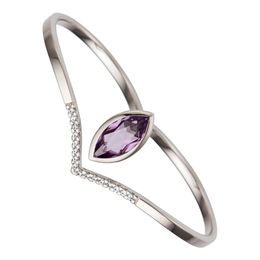 Fingerring Jobo "Ring mit Amethyst und Zirkonia" Fingerringe Gr. 60, Weißgold 333, weiß (weißgold 333) Damen 333 Weißgold