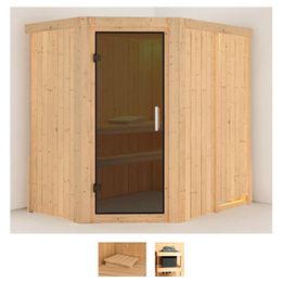 Karibu Sauna "Swantje" Saunen ohne Ofen beige (naturbelassen)