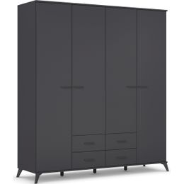 Drehtürenschrank Rauch "Lucena" Schränke Gr. B/H/T: 185 cm x 203 cm x 54 cm, 4 St., grau (graumetallic) Drehtürenschränke mit schräg ausgestellten Füßen im Monochrom-Stil