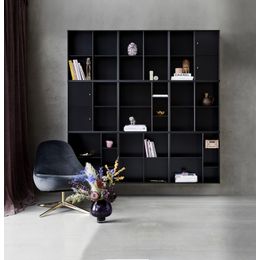 Bücherregal HAMMEL FURNITURE "Mistral Kubus" Regale Gr. B/H/T: 207 cm x 207 cm x 27 cm, 9 St., schwarz Bücherregale Kombination aus 9 Modulen, mit 2 Türenset, Breite 207cm