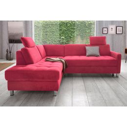 Sit & More Ecksofa SIT & MORE "Pablo L-Form", rot, B:233cm H:78cm T:196cm, Struktur fein (100% Polyester);Struktur (100% Polyester), Sofas, Ecksofa, wahlweise mit Bettfunktion
