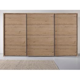 Schwebetürenschrank Rauch "Oteli" Schränke Gr. B/H/T: 368 cm x 214 cm x 68 cm, ohne Beleuchtung, 3 St., braun (eiche artisan) Schwebetürenschränke und Schiebetürenschränke inkl. Passepartout optional mit Beleuchtung