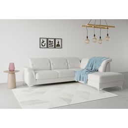 Sit & More Ecksofa SIT & MORE "Sinatra L-Form", silber, B:251cm H:85cm T:220cm, 98% Polyester, 2% Polyamid, Sofas, Ecksofa, mit Ottomane, optional mit Kopfteilverstellung und Armteilfunktion