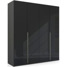 Drehtürenschrank Rauch "Purisma" Schränke Gr. B/H/T: 201 cm x 223 cm x 60 cm, 4 St., grau (graphit, glas basalt) Drehtürenschränke mit Glasfront und umfangreicher Innenausstattung