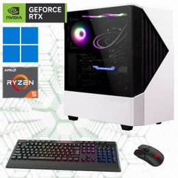 GAMEMAX Gaming-PC "Horizon 7330" Computer Gen4 SSD, Windows 11 Gr. Microsoft Windows 11 Home (64 Bit), 32 GB RAM 2000 GB SSD, schwarz-weiß (weiß, schwarz)