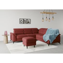 Sit & More Ecksofa SIT & MORE "Sinatra L-Form", rot (bordeaux), B:251cm H:85cm T:231cm, 100% Polyester, Sofas, Ecksofa, optinal mit Kopfteilverstellung und Armteilfunktion, Metallf&uuml;&szlig;e