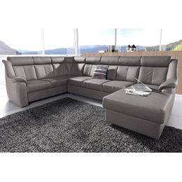 Sit & More Wohnlandschaft SIT & MORE "Basel U-Form", grau, B:315cm H:98cm T:210cm, Luxus-Microfaser Altara Nubuck (100% Polyester);Kunstleder SOFTLUX;NaturLEDER (echtes Rindsleder), Sofas, Wohnlandschaft, wahlweise mit Relaxfunktion