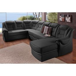 Sit & More Wohnlandschaft SIT & MORE "Bellevue U-Form", schwarz, B:327cm H:94cm T:217cm, PRIMABELLE-Microfaser (100% Polyester);SOFTLUX-Kunstleder;NaturLEDER (echtes Rindsleder), Sofas, wahlweise mit Bettfunktion